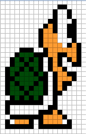 Minecraft Pixel Art Templates: Koopa Troopa