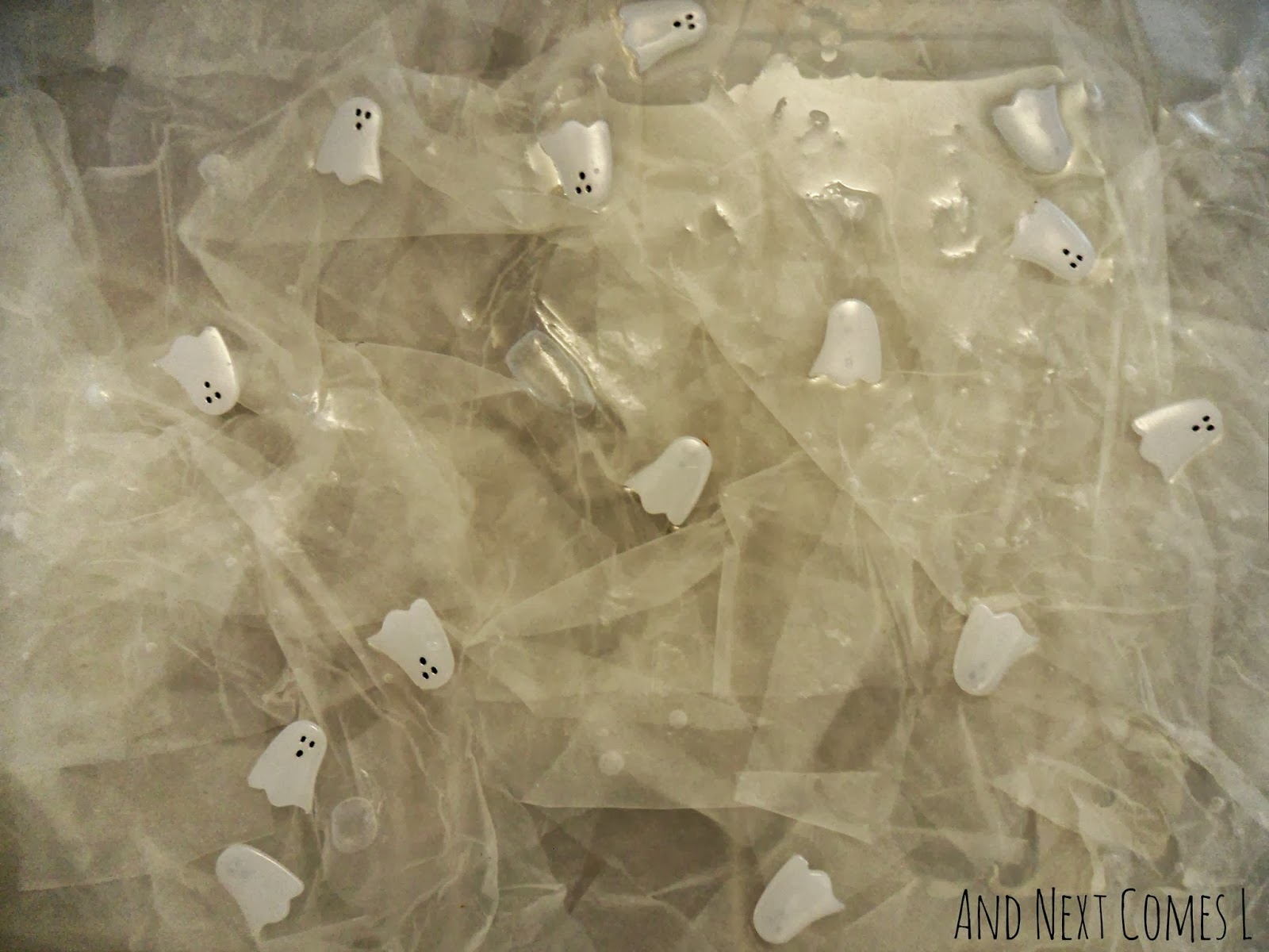 Ghost Themed Halloween Sensory Bin | And Next Comes L - Hyperlexia Resources