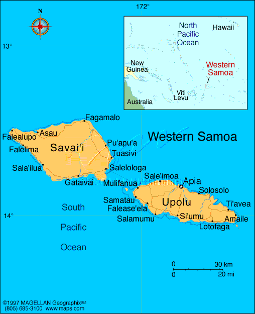 WESTERN SAMOA - GEOGRAPHICAL MAPS OF WESTERN SAMOA ~ Klima Naturali™