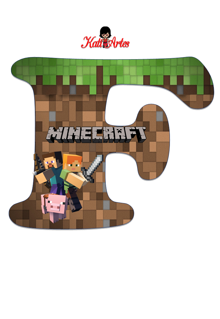 Molde de letras e números Minecraft para imprimir - Festa Free