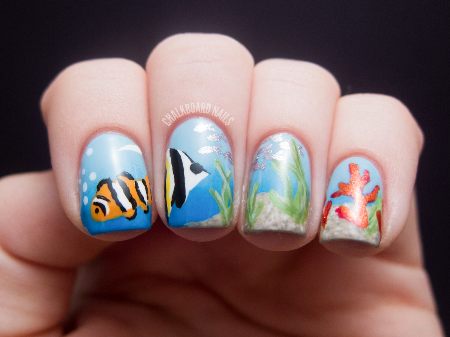 Ocean Scene Nail Art | Chalkboard Nails | Phoenix, Arizona Nail Artist
