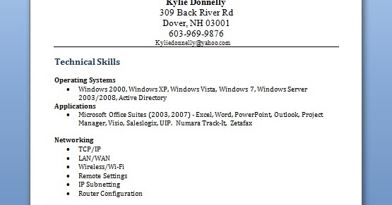 Desktop Support Resume Creator in Word Format Free Download