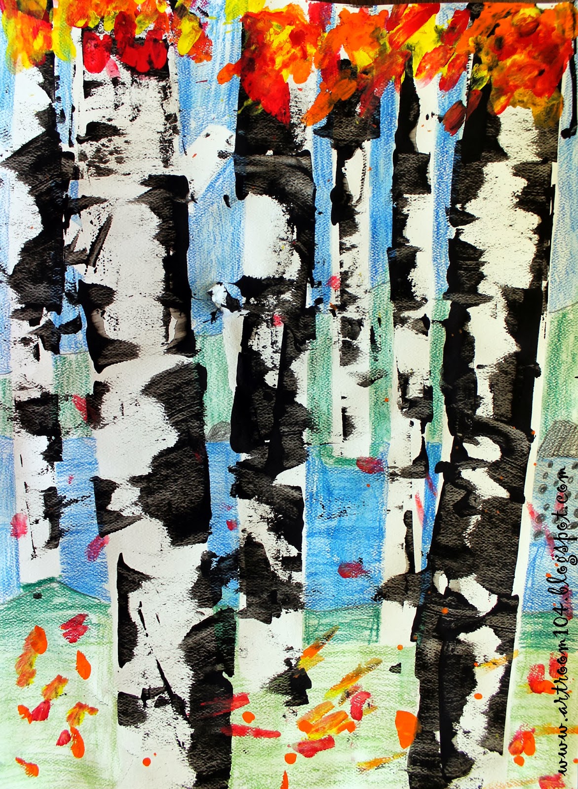 Art Room 104: 3rd Grade: Fall Birch Trees