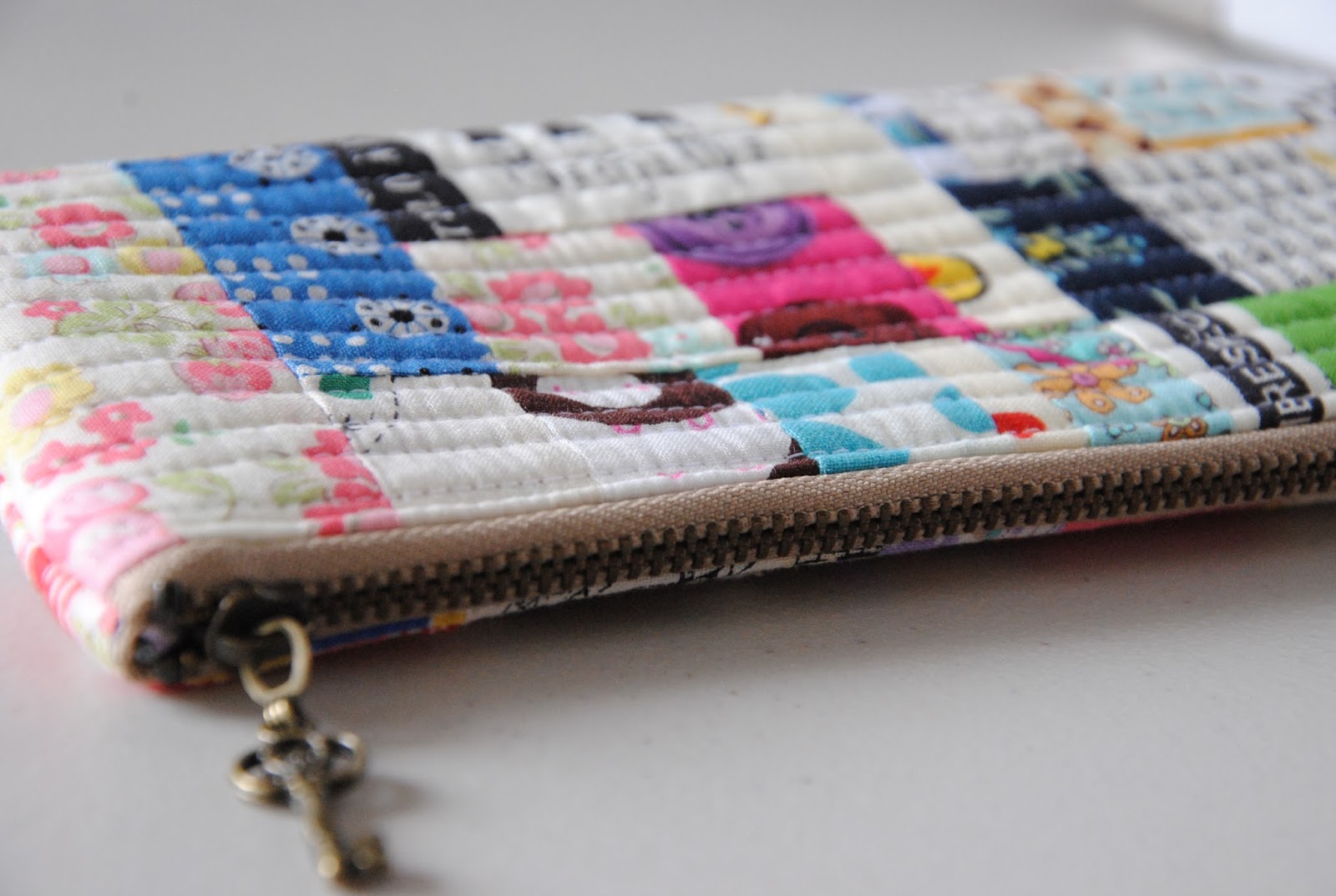 1/4" mark: Patchwork Style Zippered Pouch