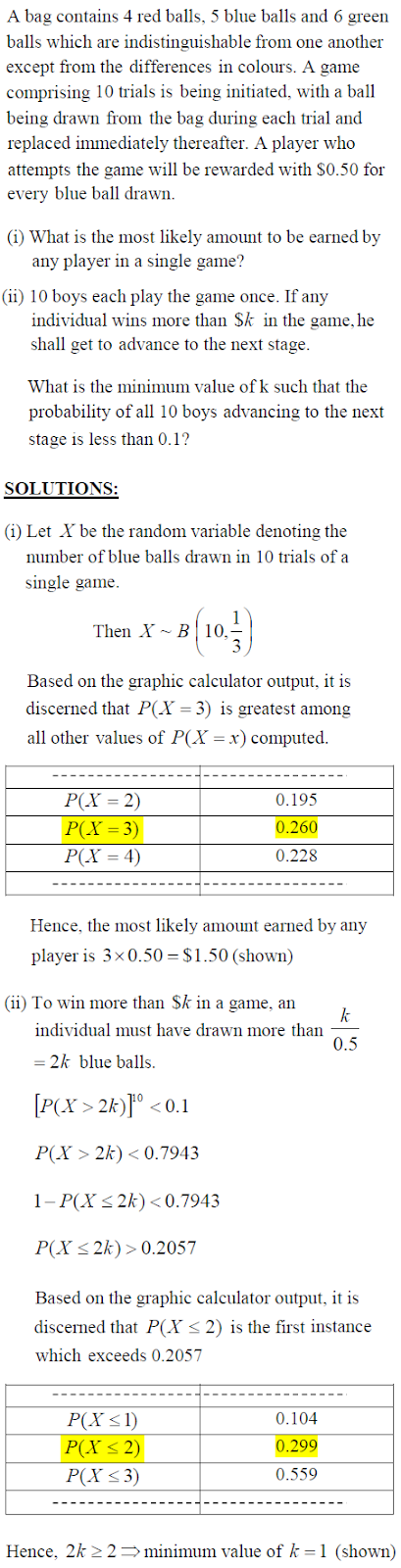 'A' Level Maths Problem Analysis: Binomial Distribution