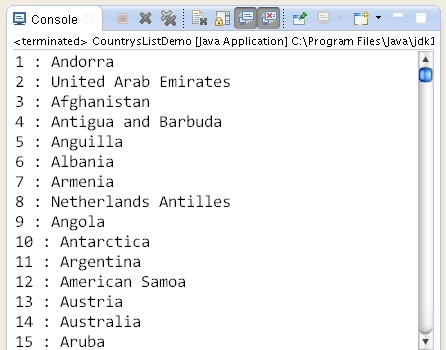 How to display or get list of country names in Java ?. | Learn Java by Examples