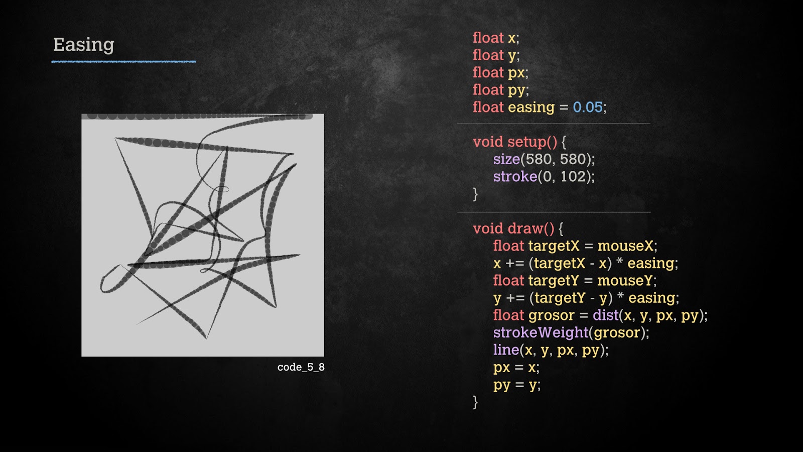 Processing en español: 5.8 La técnica Easing
