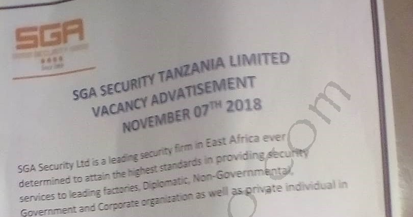 57 Security Guards Job Opportunities at SGA Security Tanzania Limited ...