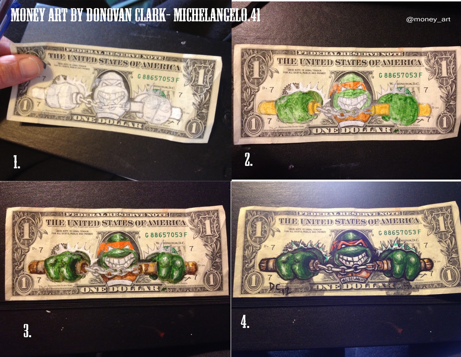 The Art of Donovan Clark: Money Art-painting on dollars 8