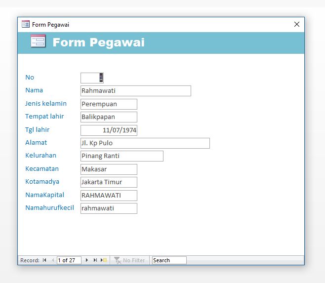 Mudah Belajar Ms Access: #MsAccess003: Membuat Form Tampilan