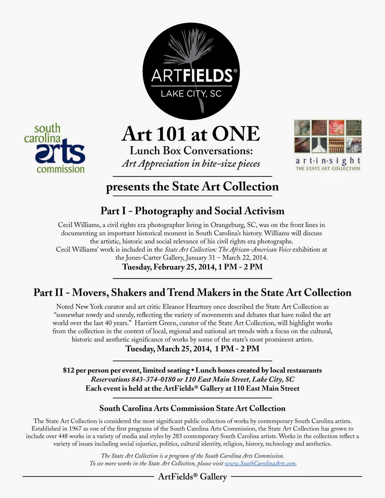 pee dee arts...: February 25th: Lake City's Art 101 at ONE presents ...