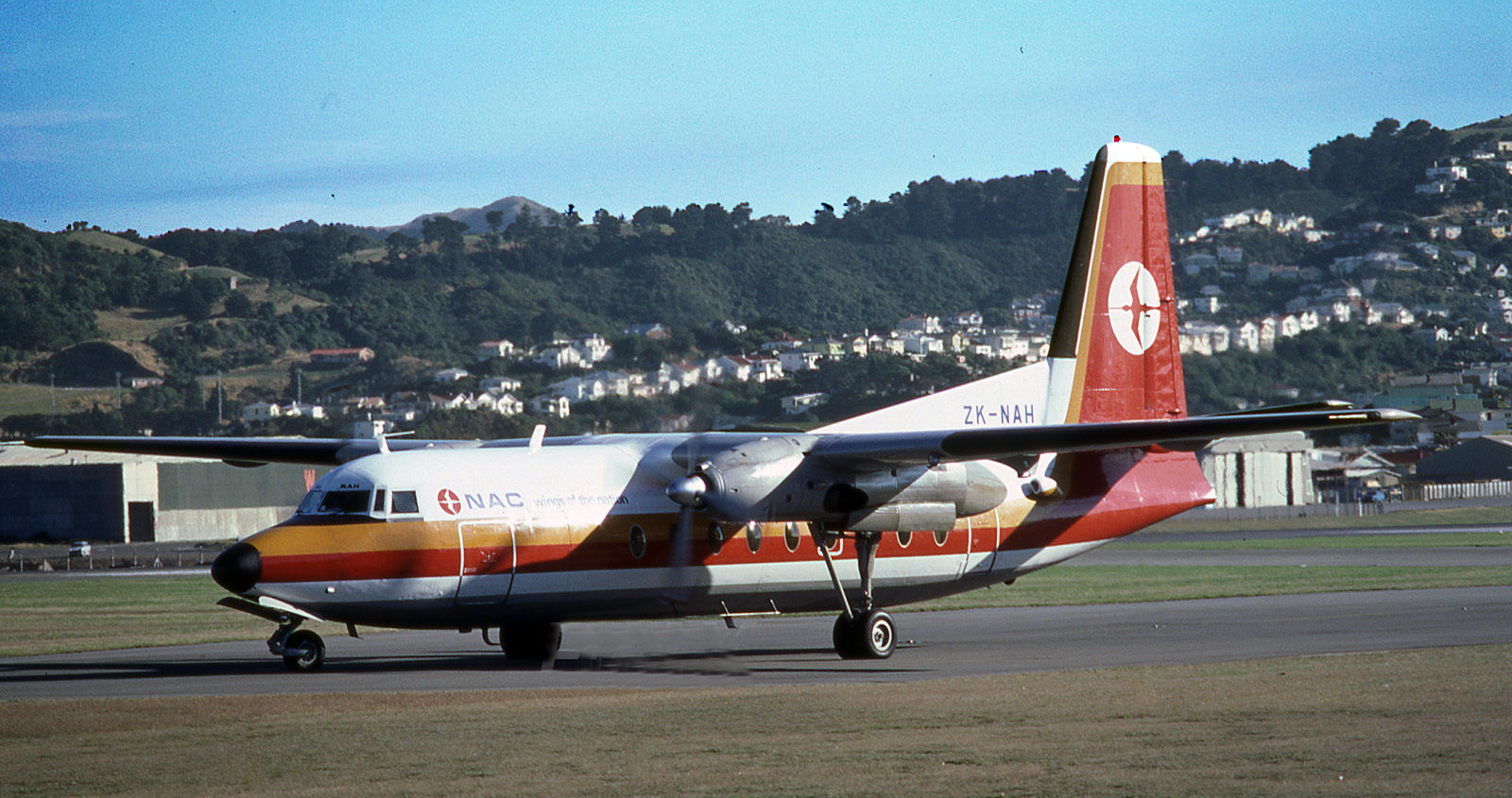 transpress nz: NAC Fokker Friendship F27 at Wellington, 1978