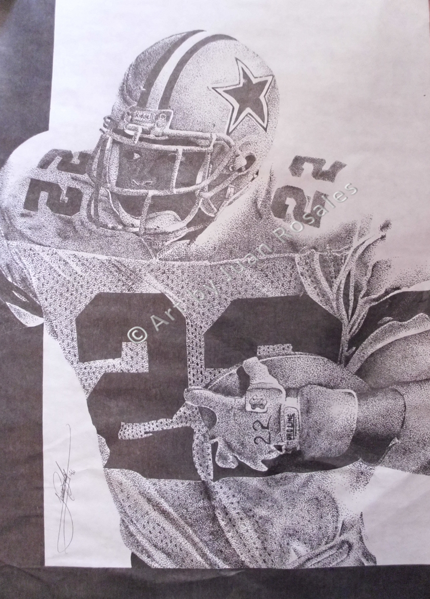Art by Juan Rosales: Blast From the Past Part 2- Emmitt Smith Stipple ...
