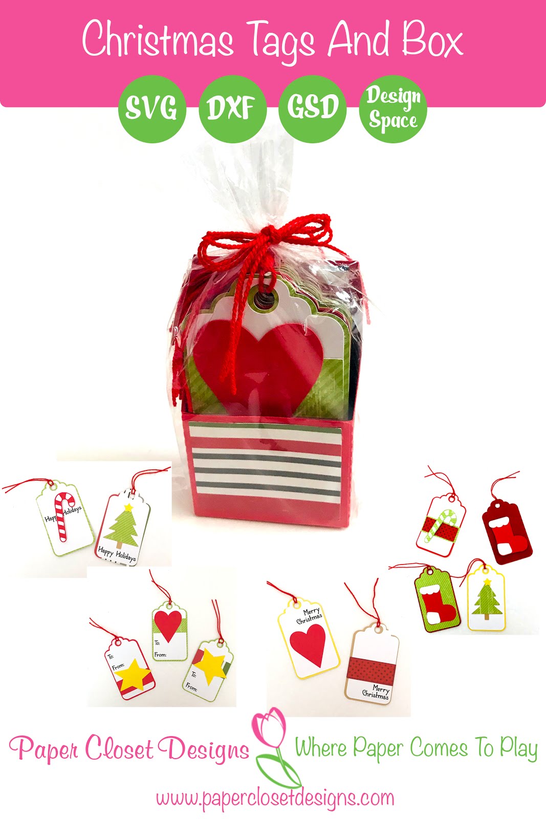 Christmas Tags with Printable Sentiments - Paper Closet Designs