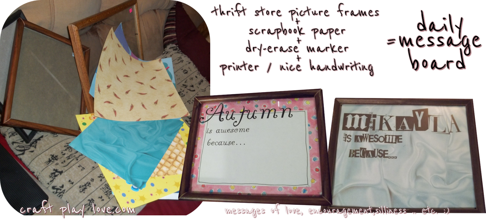 craft .. play .. love: personalized dry erase message boards
