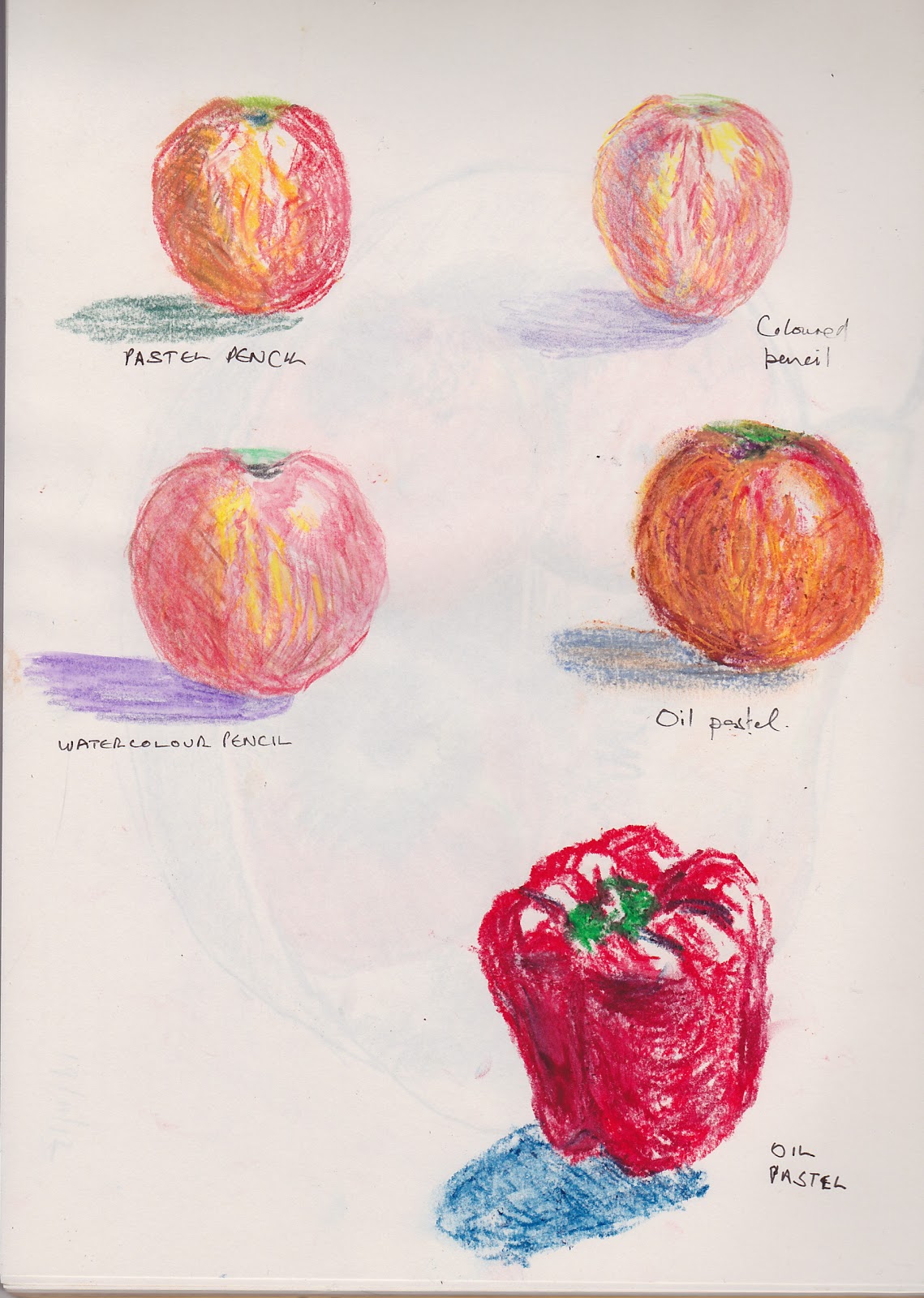 Learning to draw: Preparing for fruit group in colour