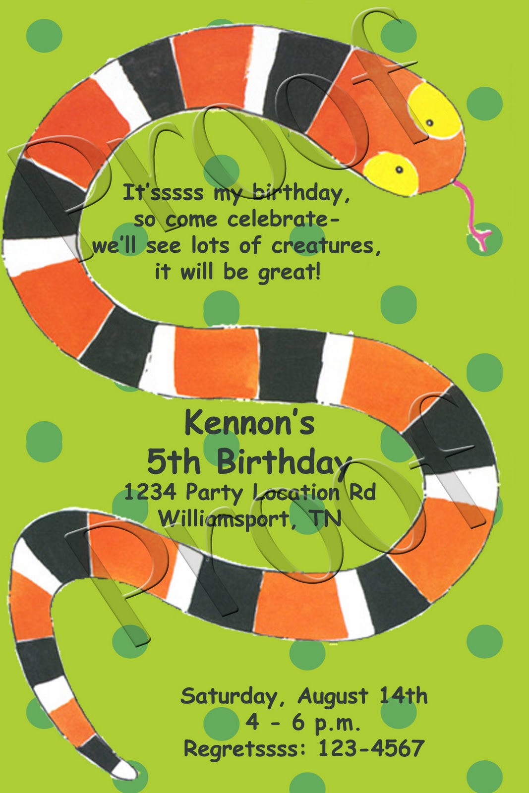 Fanci Prints By Tiffany Snake Party Invitation Fanci Prints By Tiffany Snake Party Invitation