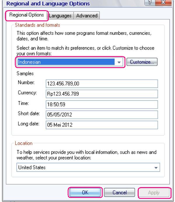 Mengatur jam komputer Agar Menjadi Format Waktu Indonesia 24 jam ...