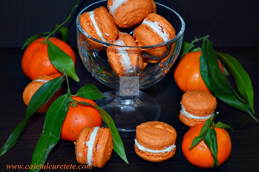 Macarons cu portocale si crema ganache de ciocolata alba - CAIETUL CU ...