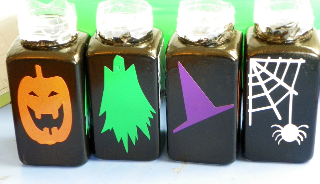 My Slice Of Life: Altered Halloween Jars Using Gesso, Paint, Cricut & Vinyl