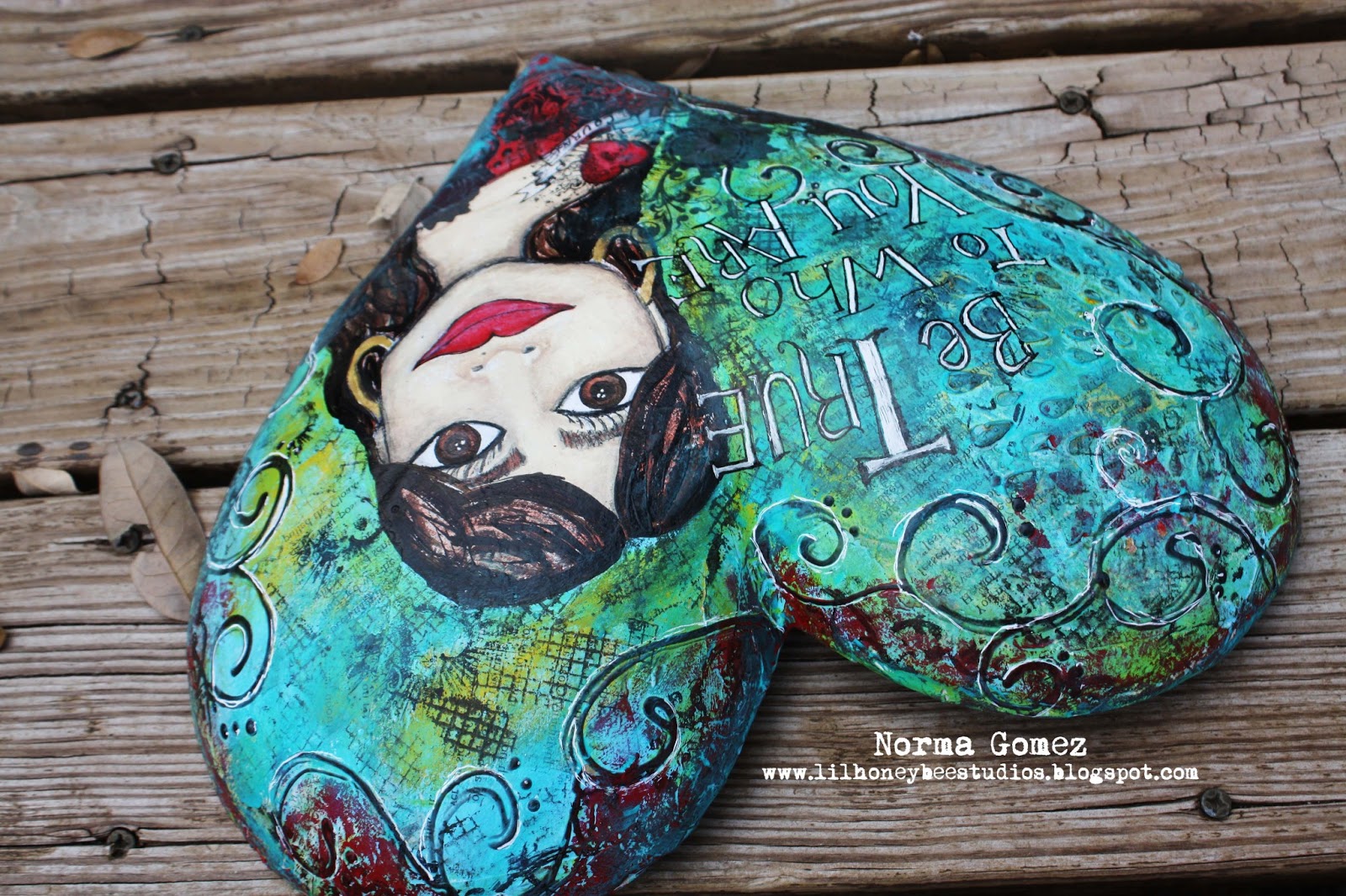 Little Honey Bee Studios: Be True - Mixed Media Paper Mache Heart