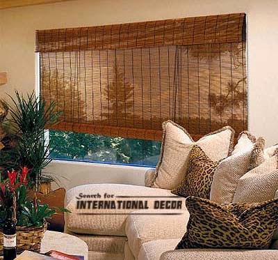 Bamboo curtains for window coverings in home interior