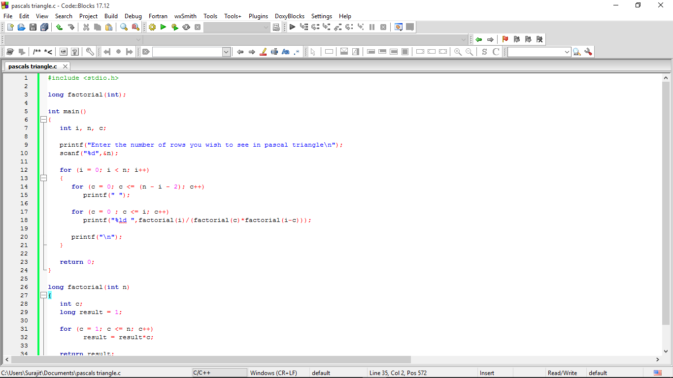 Programs related to C++ on Code Blocks