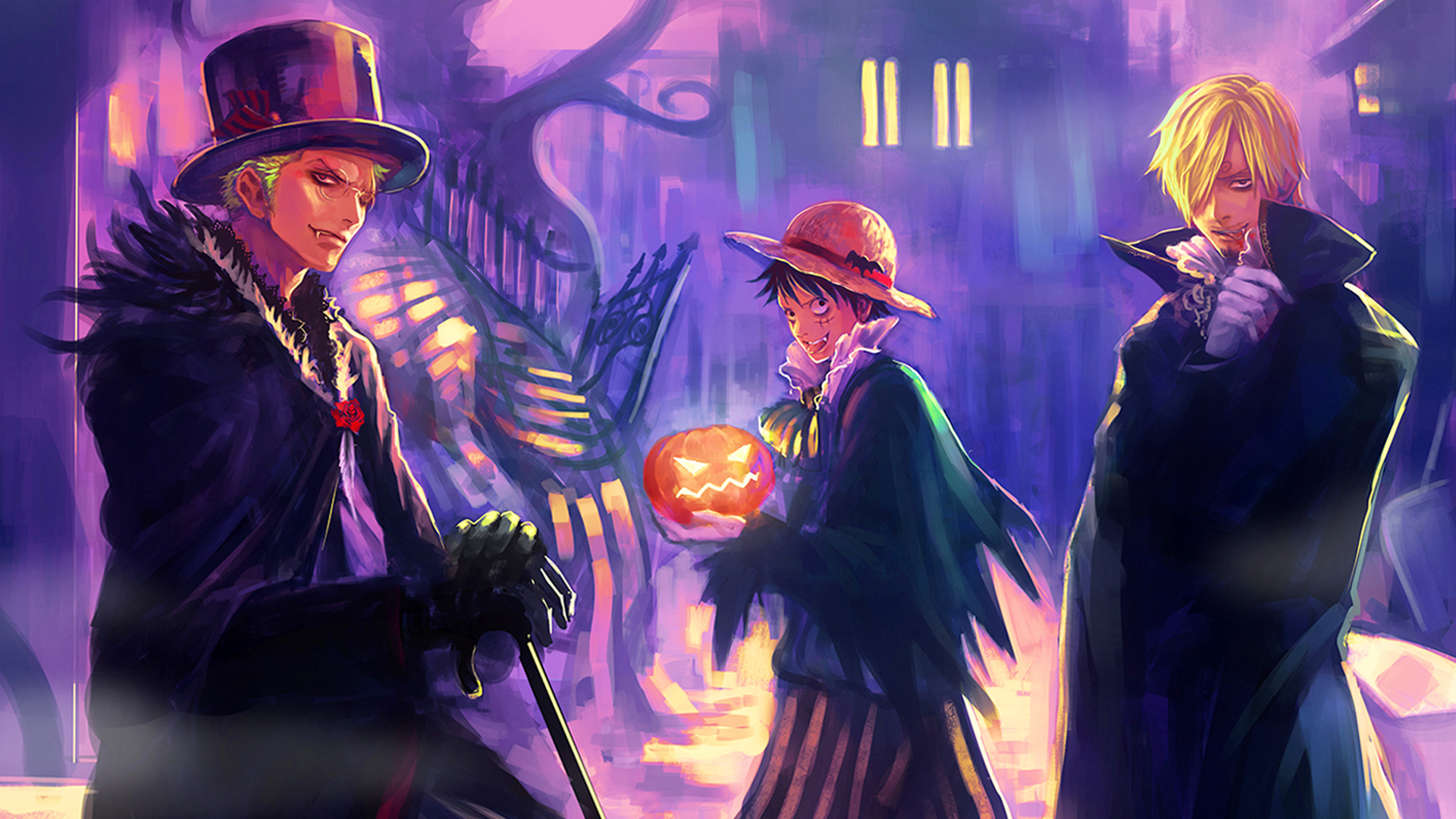 HALLOWEEN VAMPIRES RORONOA ZORO MONKEY D LUFFY SANJI ANIME 1920X1080 ...