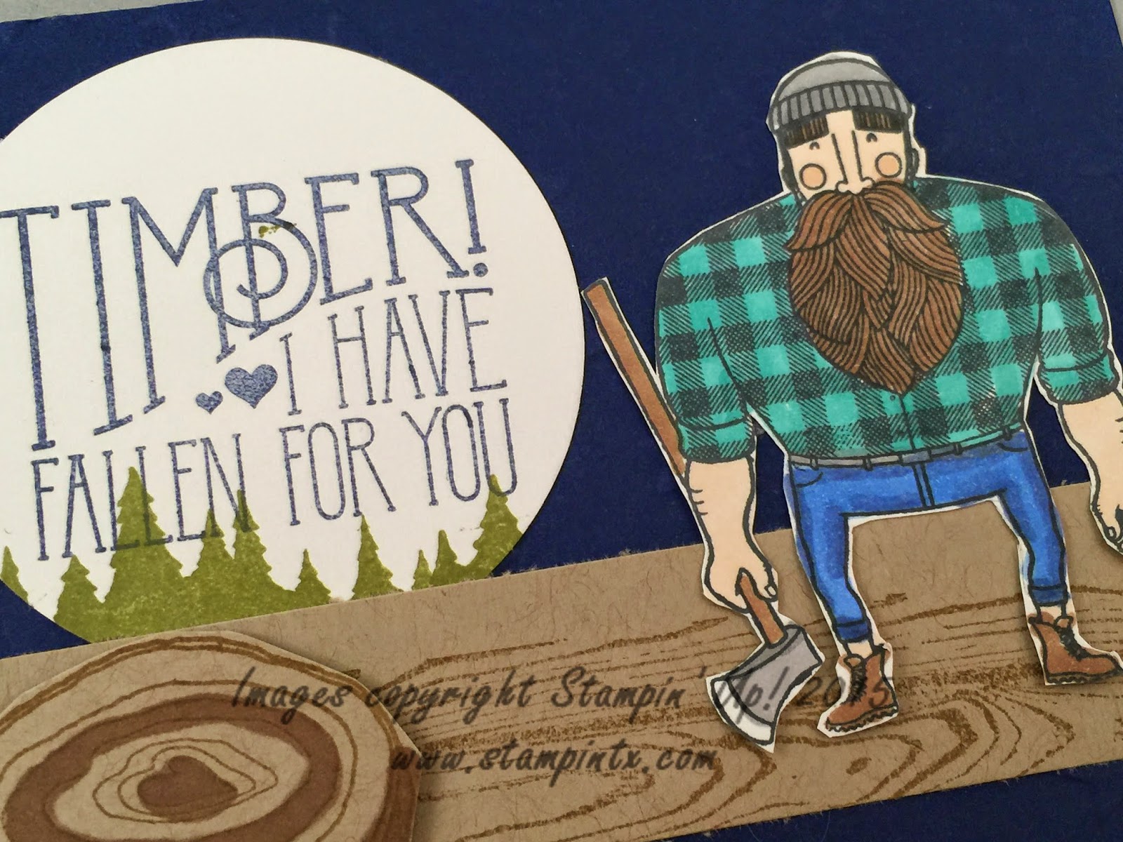 StampinTX: Timber! I've Fallen for You Masculine Valentine's Card