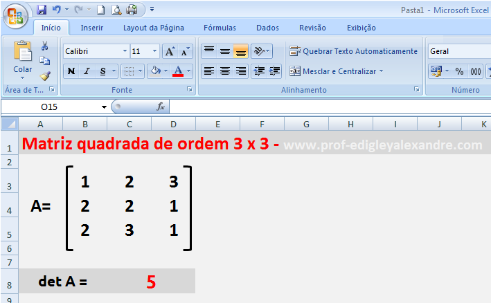 Calculando determinantes de matrizes usando o Excel [matriz quadrada ...