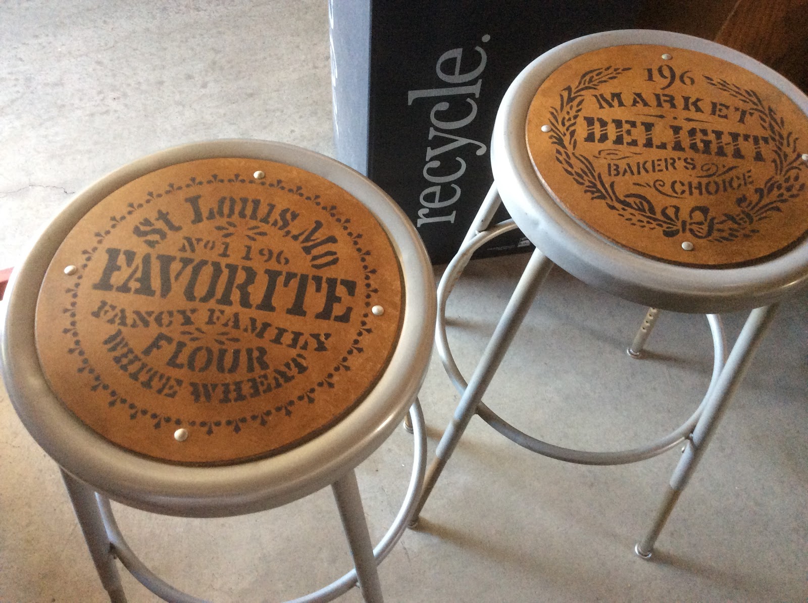 Fresh Vintage by Lisa S: Industrial Farmhouse Stenciled Bar Stools