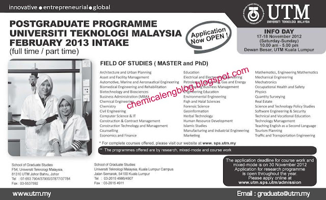 UTM (Universiti tecknologi Malaysia ) Postgraduate Programme February ...