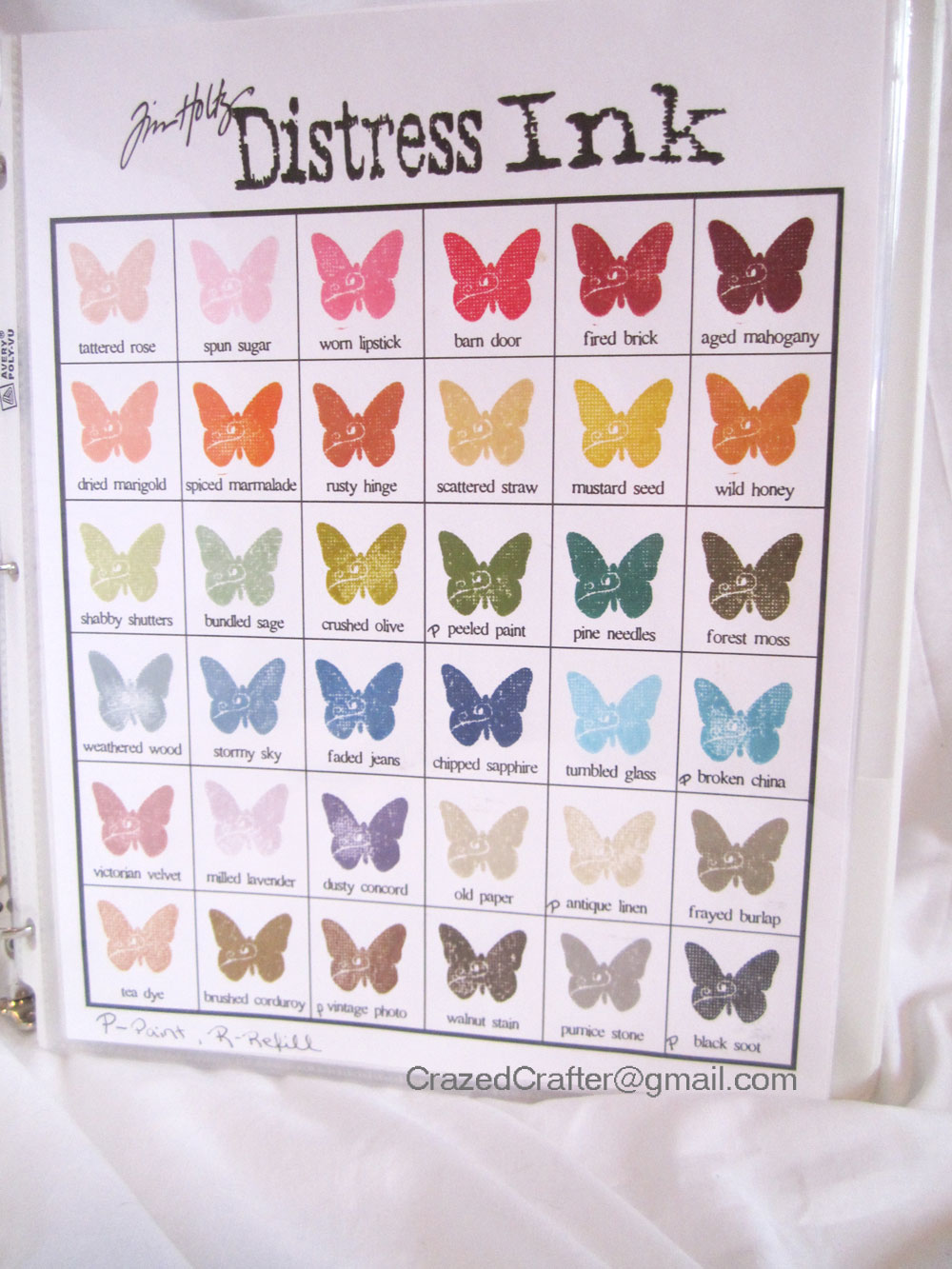 Crazed Crafter: Craft Room Inventory & Ink Pad Color Charts