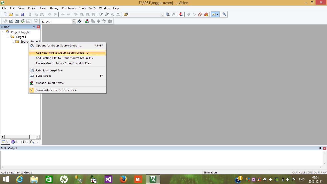 Hex file generation using Keil