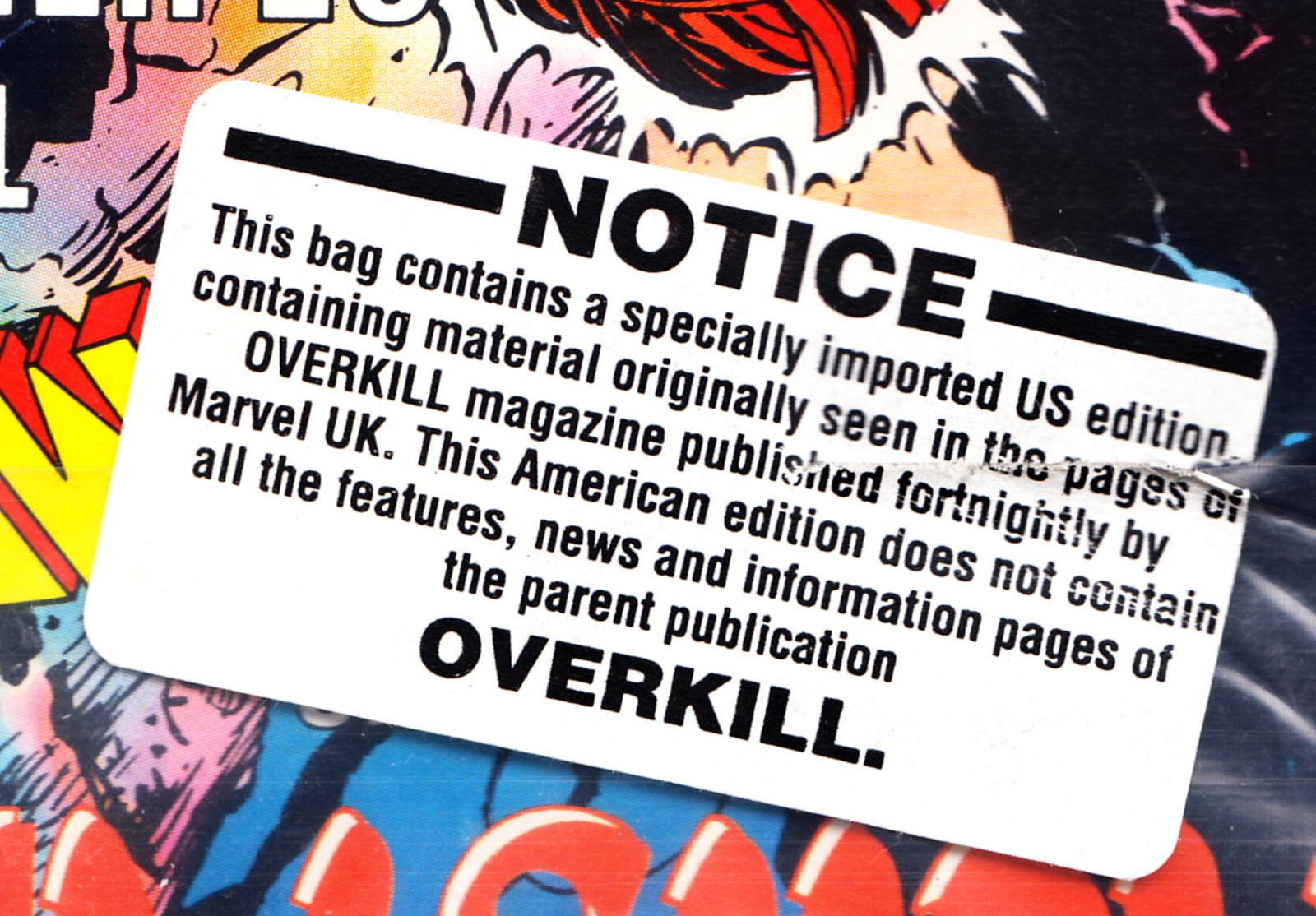 STARLOGGED - GEEK MEDIA AGAIN: 1992: MARVEL UK OVERKILL STICKER