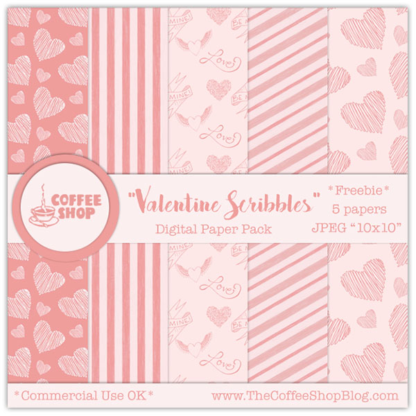 The CoffeeShop Blog: CoffeeShop "Valentine Scribbles" Digital Paper Pack!