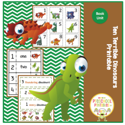 Ten Terrible Dinosaurs Book Unit ~ Preschool Printables