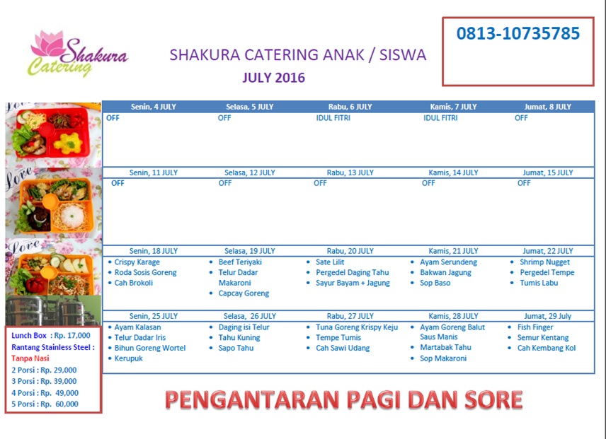 Menu July 2016 Katering Rumahan Karyawan dan Katering Anak / Katering ...