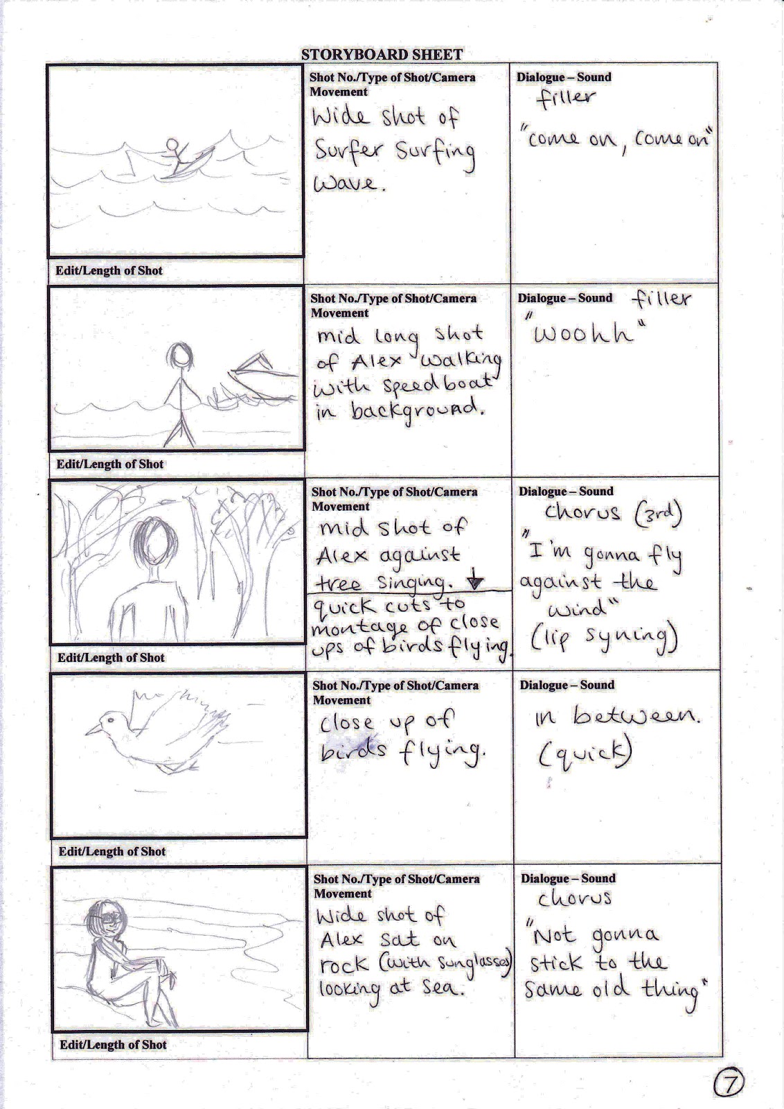 A2 Media Coursework: Music Video Storyboard