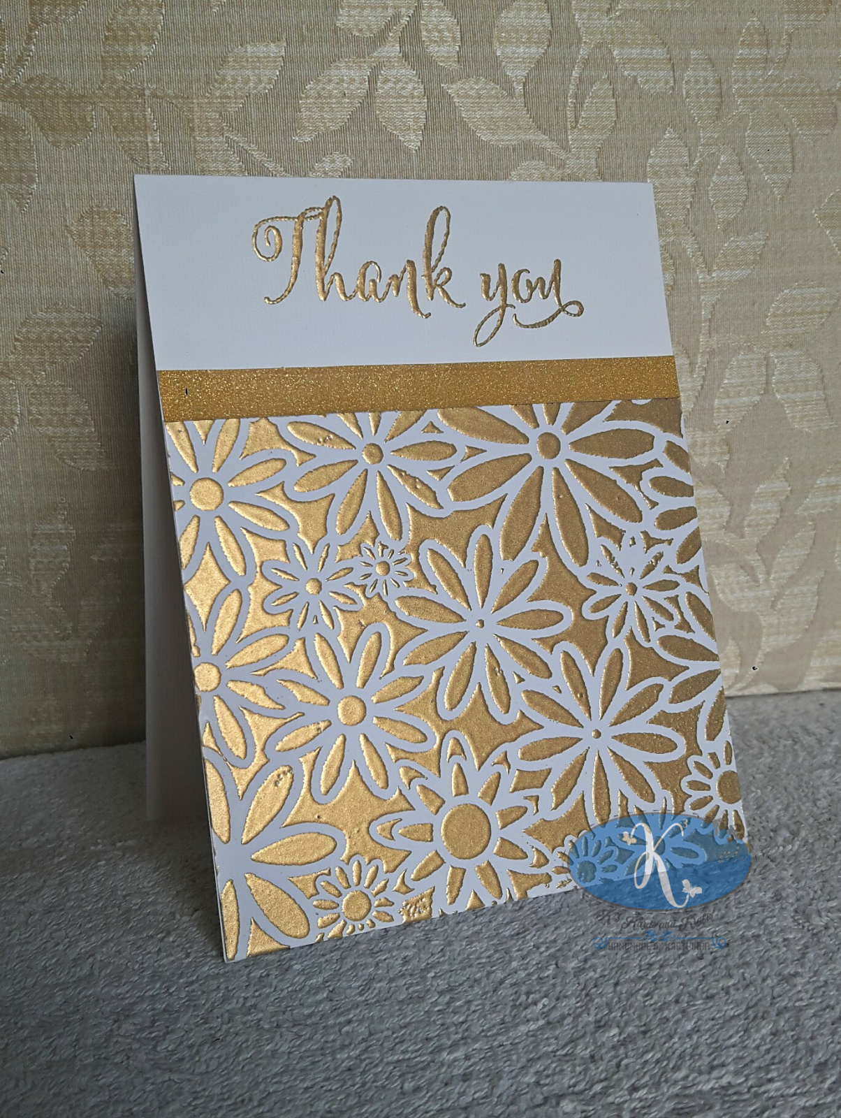 Thank you card - Stencil + Embossing