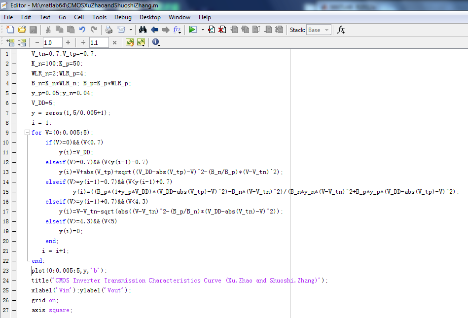 Simulation of Organic CMOS and PMOS inverters: Project process: Week 2