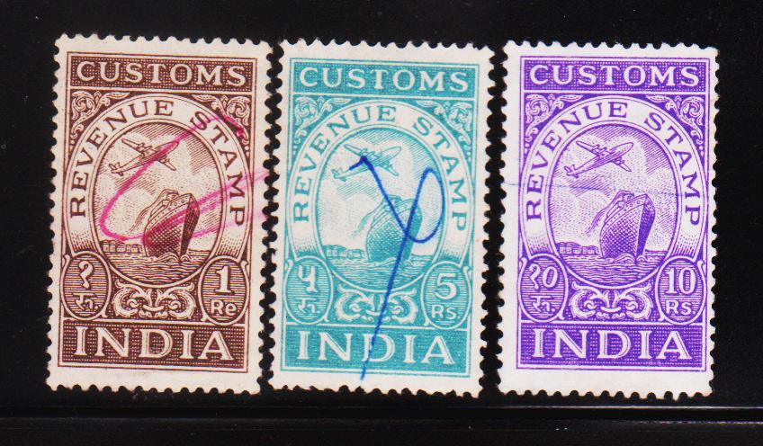 Heritage of Indian stamps site: India Customs revenue stamps