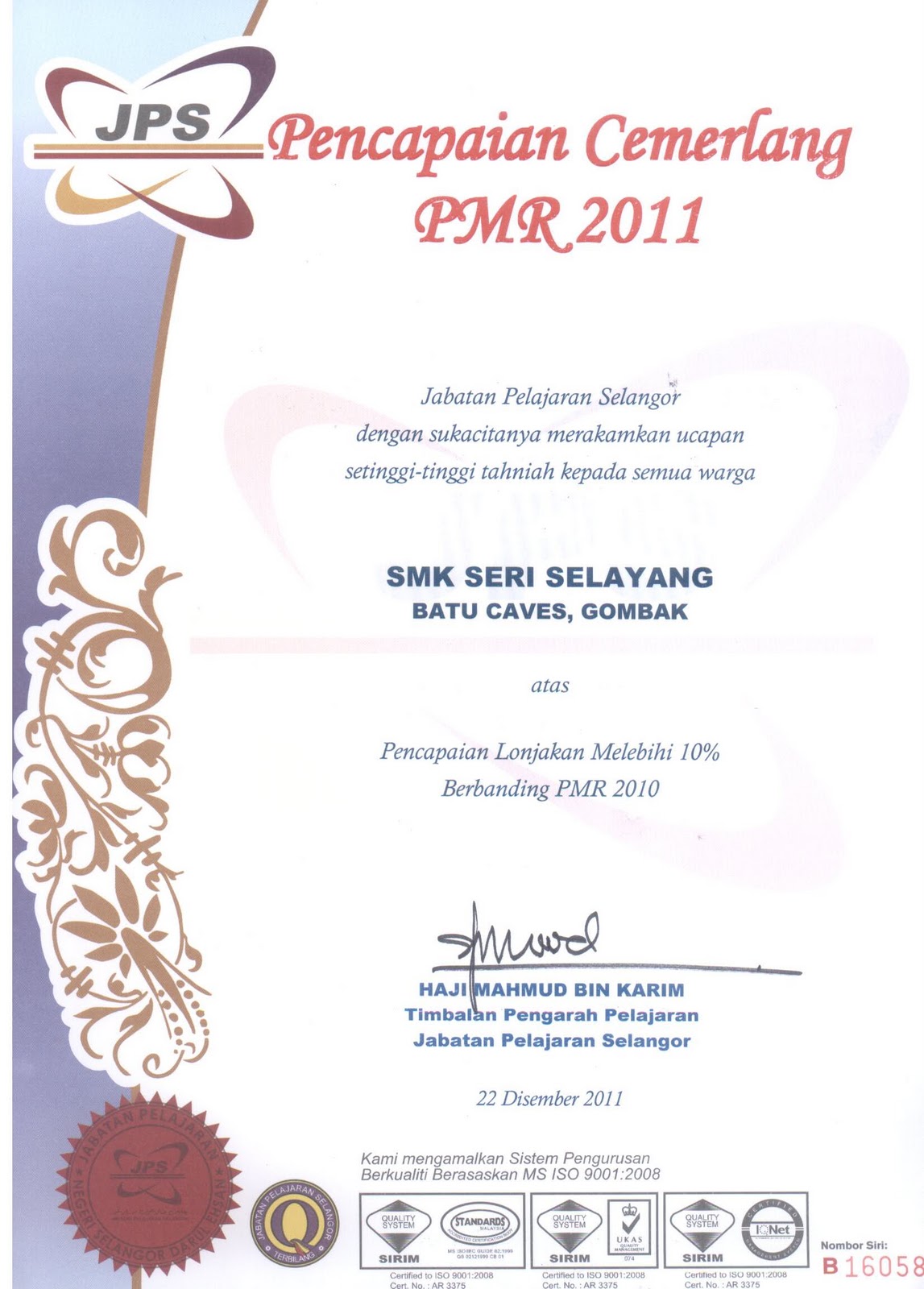 Laman Web Blog's SMK Seri Selayang (BEA7612): SIJIL PENCAPAIAN ...