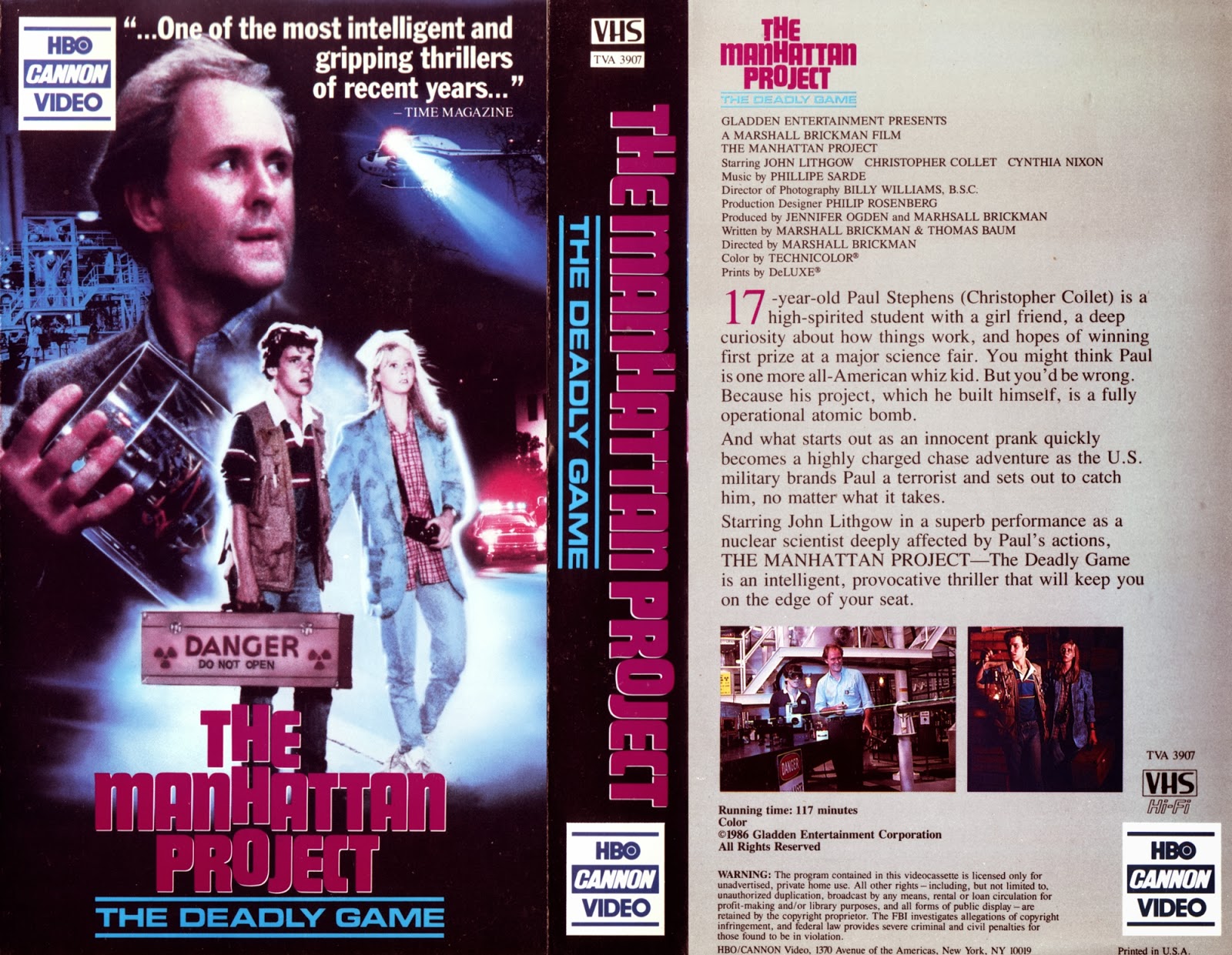 VHS Cover Scans: The Manhattan Project:The Deadly Game (1986)