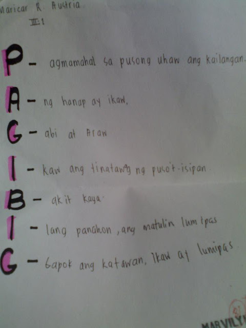 Akrostik Ng Pagsulat - pagsulat iturria