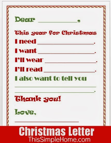 Children's Christmas Letter Printable - This Simple Home