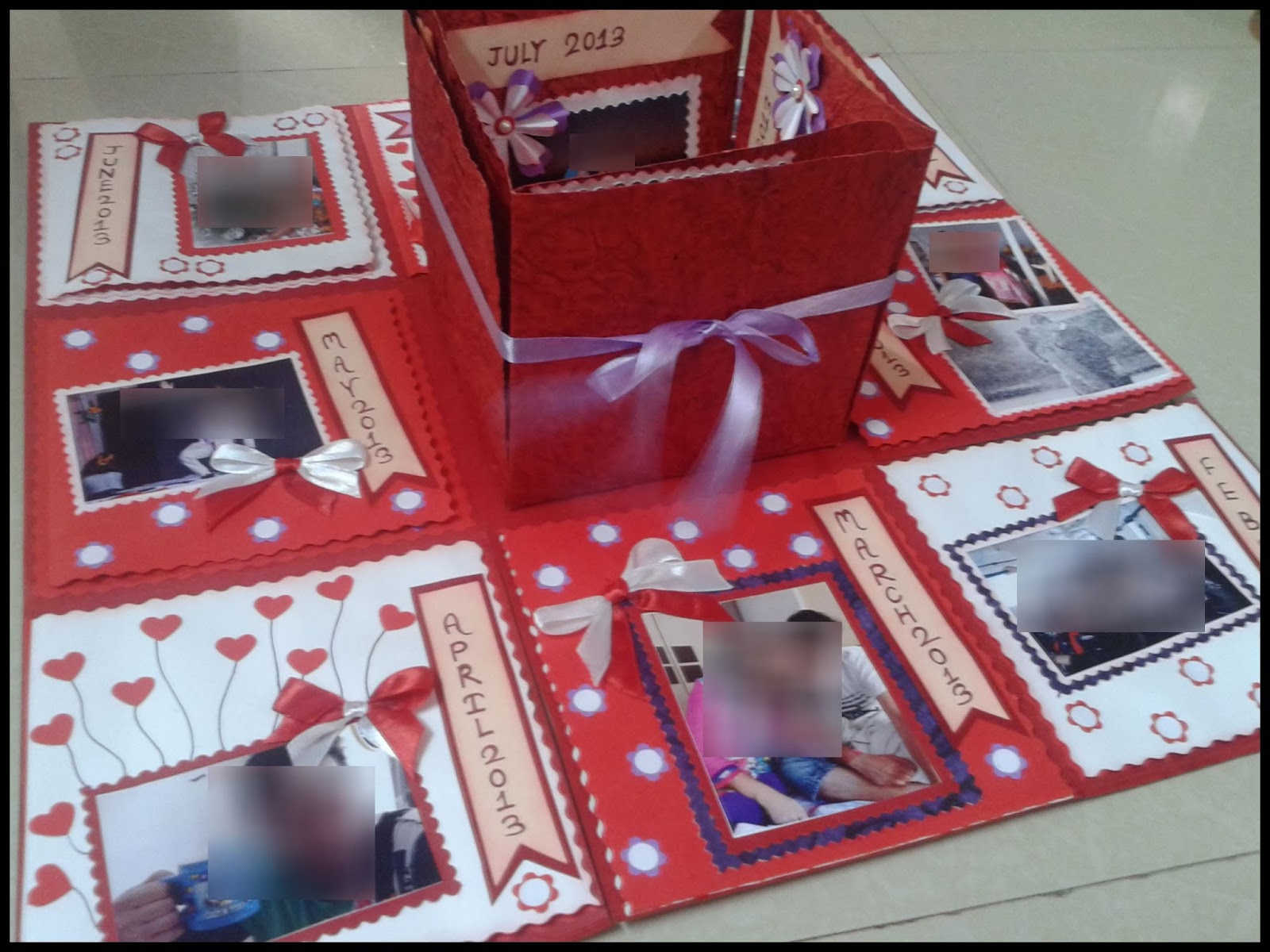 Lina's Handmade Cards: EXPLODING BOX FOR 1ST ANNIVERSARY