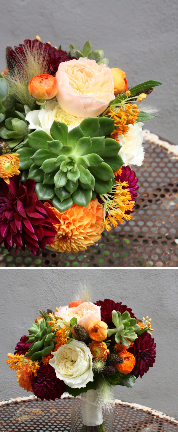 crosspollination: fall dahlias and garden roses with tillandsia