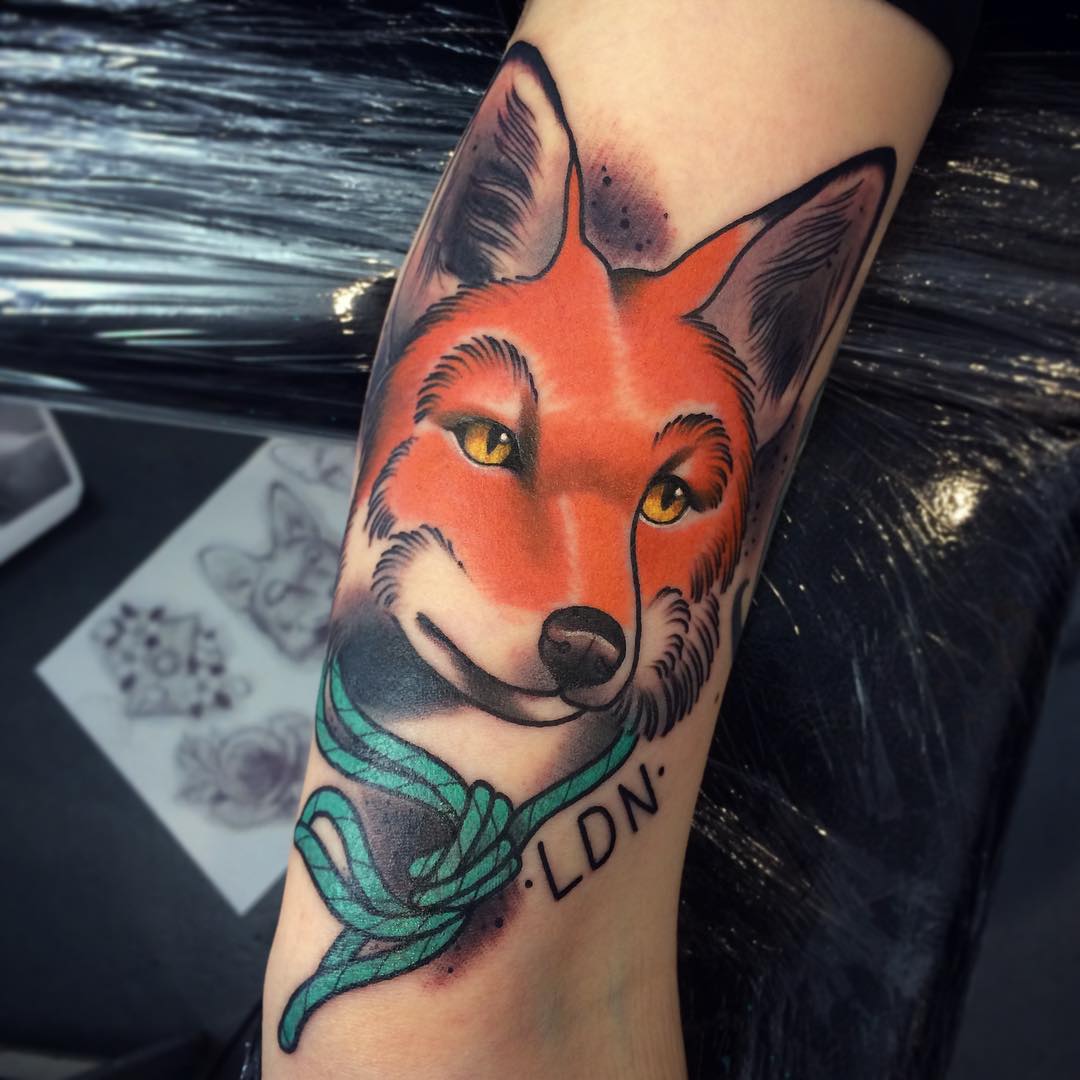 Fox Head with Green Rope Around the Neck ~ z Tattoo Geek - Ideas for ...