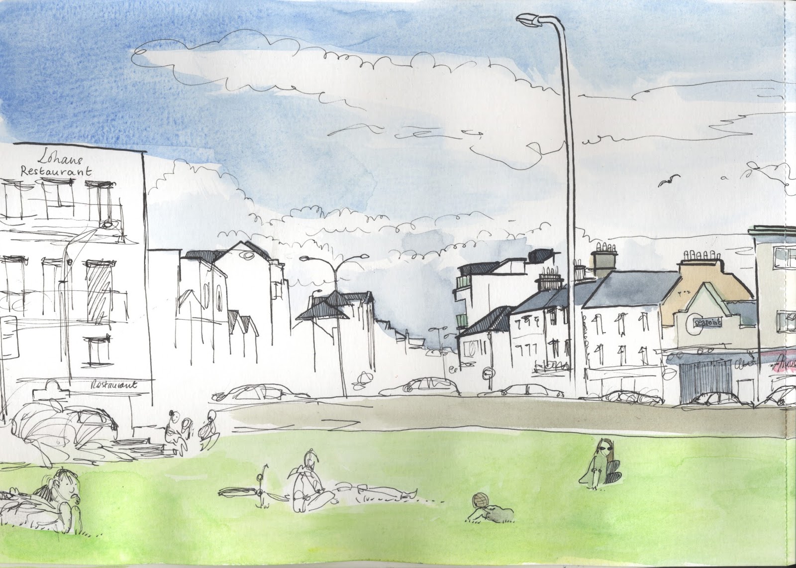 Urban Sketchers Galway: Drawing Galway 003 - The Prom, Salthill